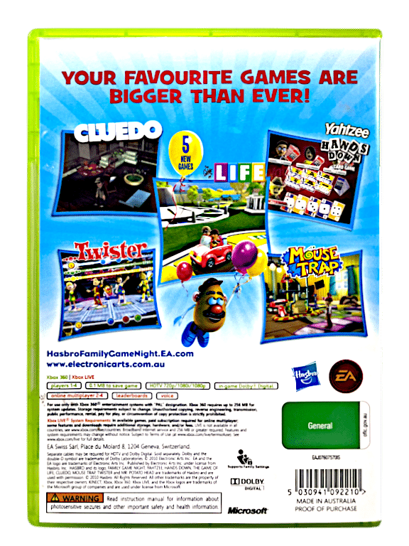 The HASBRO Family Game Night Vol 3 (XBox 360) *EXCELLENT + COMPLETE ...