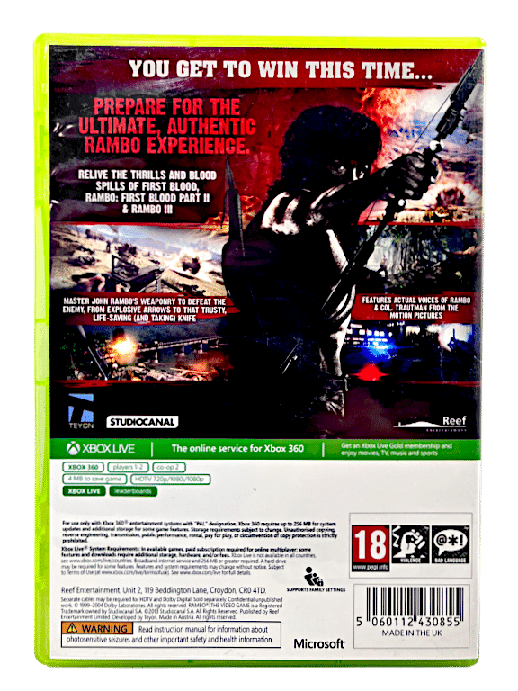 RAMBO The Video Game (XBox 360) *MINT COMPLETE* - Appleby Games