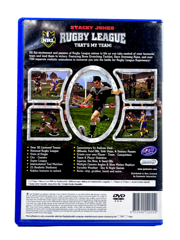 Stacey Jones NRL RUGBY LEAGUE (PS2) *TIDY & COMPLETE* - Appleby Games