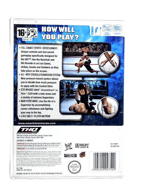 WWE Smackdown vs Raw 2008 (Wii - Move Simulation Edition) *EXCELLENT ...