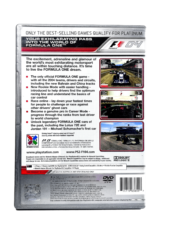 Formula One 04 (F1 04) PS2 *MINT COMPLETE* - Appleby Games