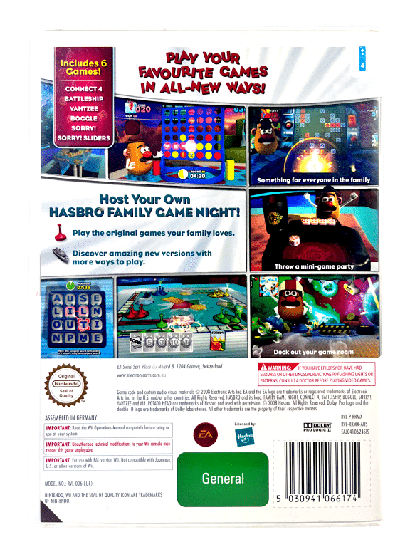 Hasbro Family Game Night (Wii) *GAME DISC MINT* - Appleby Games