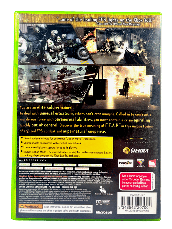 F.E.A.R. First Encounter Assault Recon FEAR (Xbox 360) *EXCELLENT ...