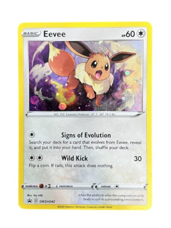 POKEMON TCG - EEVEE SWSH042 Black Star Promo Cosmos Holo - Appleby Games