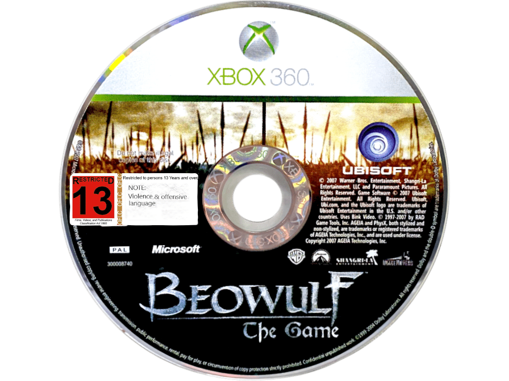 Beowulf: The Game Xbox 360 Disc - Appleby Games