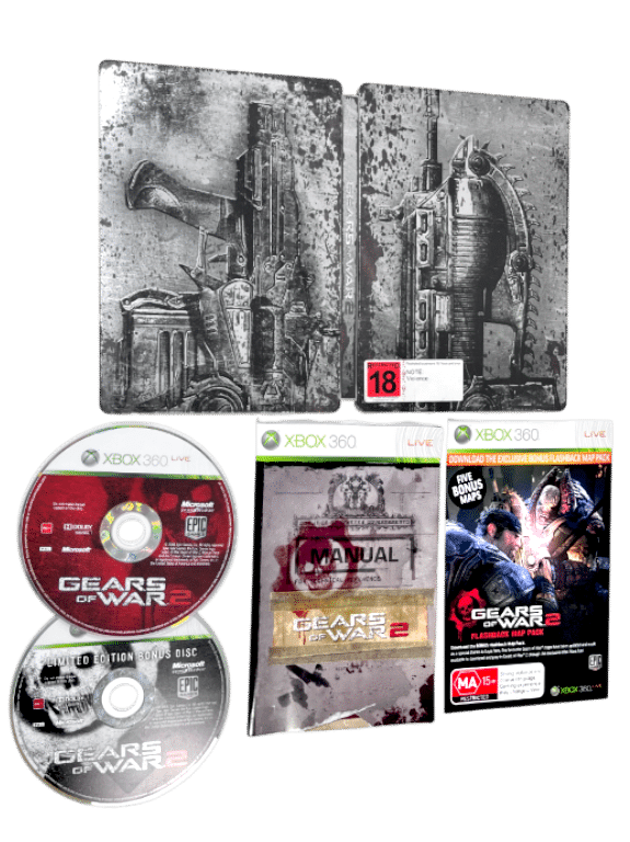 Gears of War 2 STEEL EDITION (Xbox 360) *2 DISC EDITION* - Appleby Games