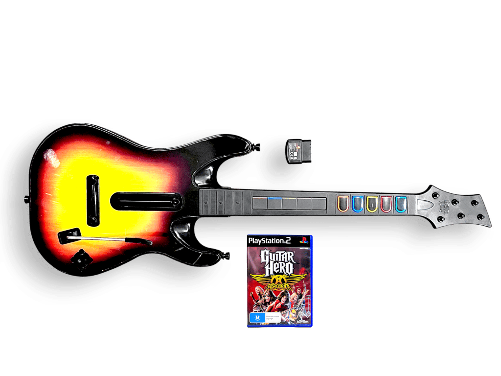Wireless PS2 Guitar Hero Wireless Guitar + Dongle + Game - Appleby Games