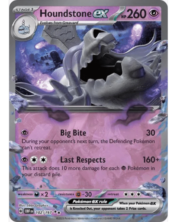 POKEMON TCG - Houndstone EX 102/197 Obsidian Flames - Appleby Games