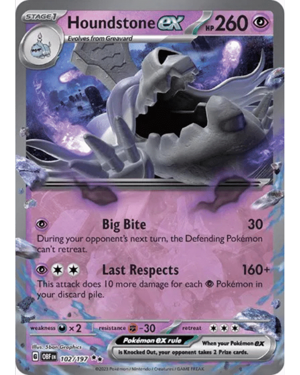 POKEMON TCG - Houndstone EX 102/197 Obsidian Flames - Appleby Games