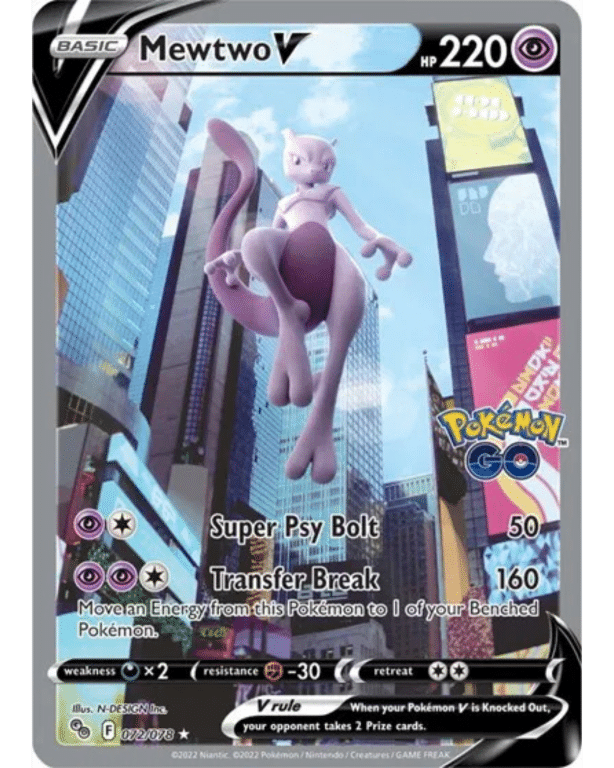 POKEMON TCG - Mewtwo V 072/078 Pokemon GO - Appleby Games