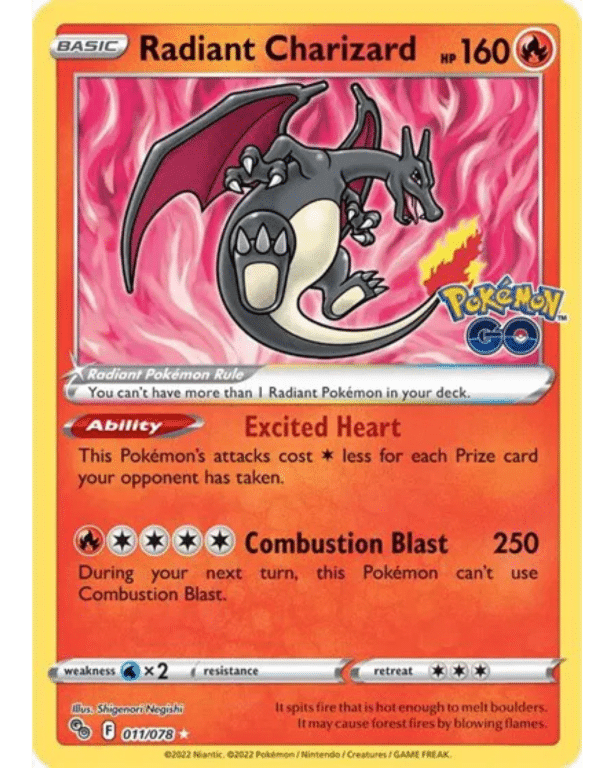 POKEMON TCG - Radiant Charizard 011/078 Pokemon Go - Appleby Games
