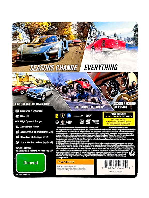 FORZA HORIZON 4 (Xbox One) STEEL EDITION *BOXED, COMPLETE* - Appleby Games